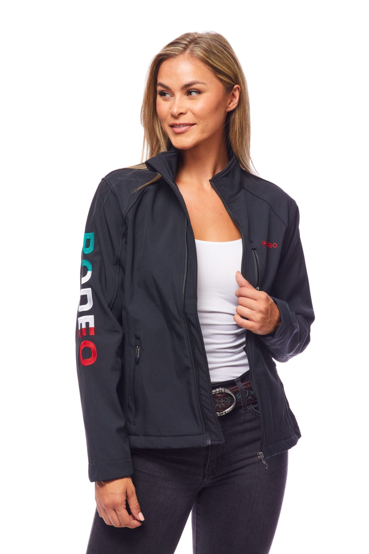 Women's Rodeo Embroidery Sports Jackets -LJ650-EMB-BLKMEX