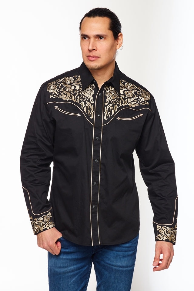 Rodeo Clothing Western Cowboy Dress Shirt with Embroidery for Outdoor ...